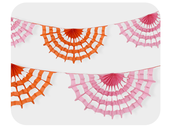 East Tern. Spider web tissue fan garlands