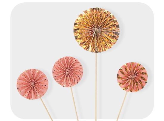 East Tern. Mini paper fan cake toppers set of 4