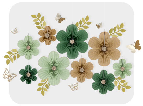 East Tern. Fancy flower paper fan kit