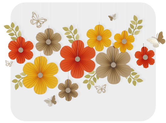 East Tern. Fancy flower paper fan kit